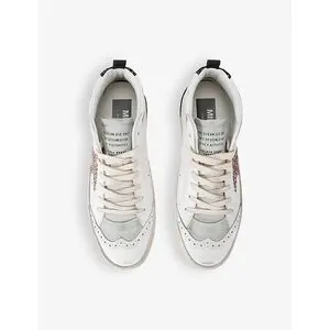 GOLDEN GOOSE Midstar 11923 Star-embroidered Mid-top Leather Trainers - White/comb