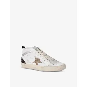 GOLDEN GOOSE Midstar 11923 Star-embroidered Mid-top Leather Trainers - White/comb