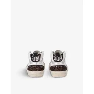 GOLDEN GOOSE Midstar 11923 Star-embroidered Mid-top Leather Trainers - White/comb