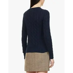 Polo Ralph Lauren Brand-embroidery Cable-knit-pattern Cotton Cardigan - Hunter Navy