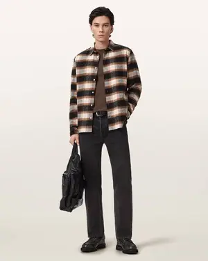ALLSAINTS Brace Brushed Cotton Crew Neck T-shirt Bitter Brown