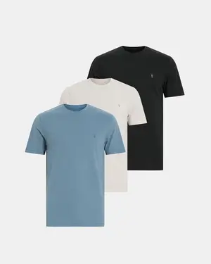ALLSAINTS Brace Brushed Cotton T-shirts 3 Pack Blue/grey/black
