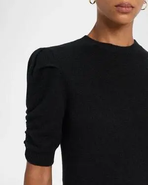 FRAME Ruched Cashmere-wool Sweater - Noir