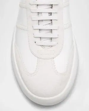 Brioni Mixed Leather Cassette Sneakers - White