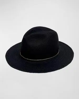 VAN PALMA Luisa Straw Hat With Chain - Black