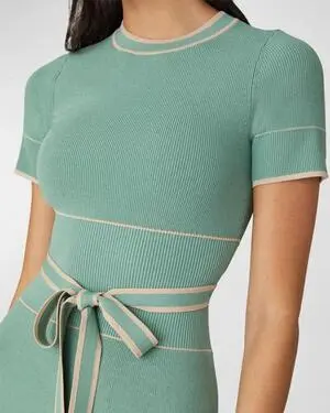 Shoshanna Addison Ribbed A-line Midi Dress