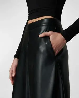 JOE & APOS;S JEANS The Tavi Vegan Leather Midi Skirt - Black