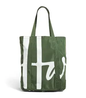 Harrods Logo Pocket Shopper Bag - Green