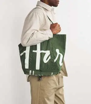 Harrods Logo Pocket Shopper Bag - Green