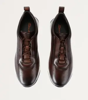 Santoni Leather Innova Sneakers - Brown