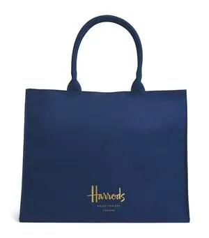 Harrods Large Logo Tote - Navy