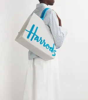 Harrods Cotton Logo Tote - Blue