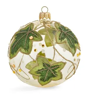 Harrods Glass Ivy Bauble - Green