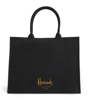 Harrods Cotton Logo Tote Bag - Black