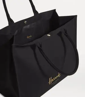 Harrods Cotton Logo Tote Bag - Black