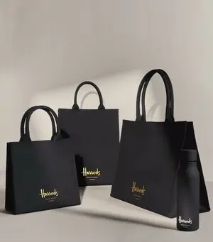 Harrods Cotton Logo Tote Bag - Black