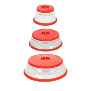TOVOLO Collapsible Microwave Food Cover, Set Of 3 - Candy Apple