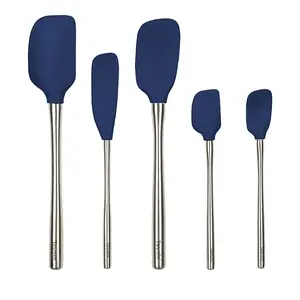 TOVOLO Flex-core Silicone And Stainless Steel 5-piece Spatula Set - Medium Blue