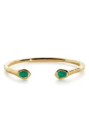 Monica Vinader Odyssey Aquamarine Cuff Bracelet - 18ct Gold Vermeil / Green Onyx