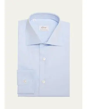 Brioni Sea Island Cotton Herringbone Dress Shirt - Blue