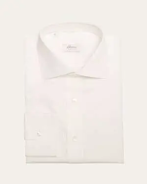 Brioni Sea Island Cotton Herringbone Dress Shirt - White