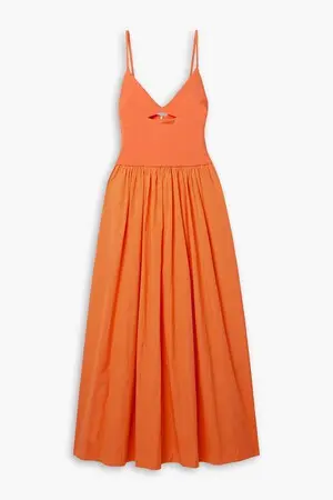 ESSE STUDIOS Cutout Stretch-knit And Cotton-poplin Maxi Dress