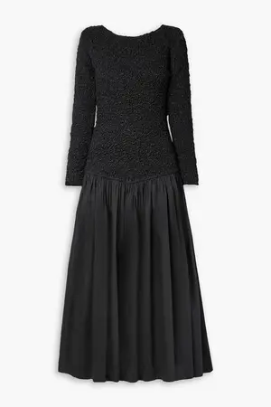 Mara Hoffman Mereba' Cotton-Poplin And Popcorn Jersey Midi Dress In Black -  70% Off