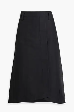 Tibi Wrap-effect Cotton Skirt - Black