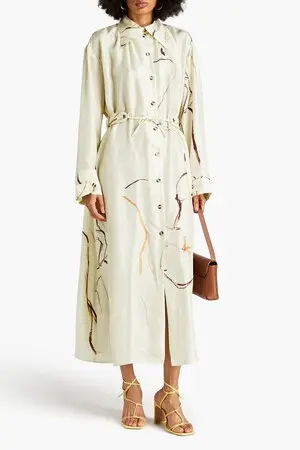 Nanushka Eluna Printed Silk-twill Midi Shirt Dress