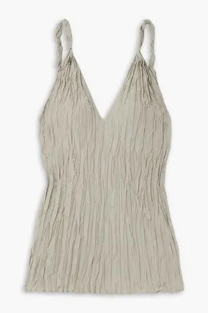 TOTEME Twisted Crinkled Silk Camisole - Stone