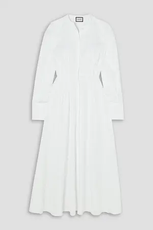 BEARE PARK Pleated Cotton-poplin Maxi Shirt Dress