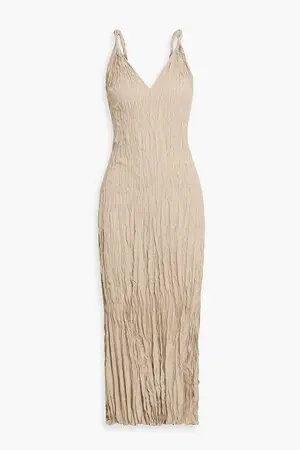 TOTEME Crinkled Silk Maxi Dress - Beige