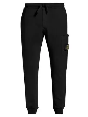 Stone Island Men's Cotton Fleece Sweatpants - Black  - Black