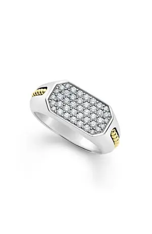 Lagos Anthem Pavé Diamond Signet Ring - Silver