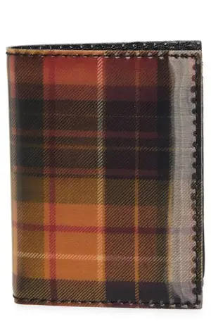 Comme Des Garçons Tartan Leather Bifold Wallet - Red/yellow