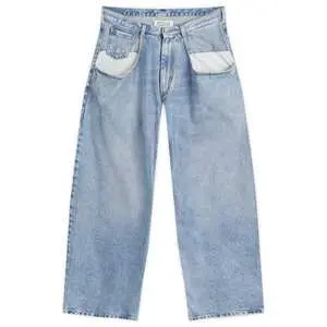 MAISON MARGIELA 5 Pockets Contrast Boyfriend Jeans - Blue