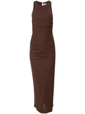 Carolina Herrera Ruched Jersey Midi Dress - Brown