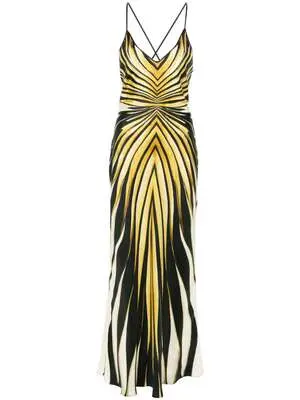 Roberto Cavalli Abstract-print Slip Dress - Black