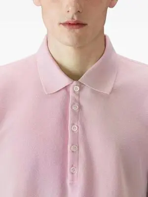 Thom Browne Cotton Pique 4-bar Long Sleeve Polo - Pink