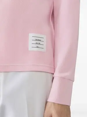 Thom Browne Three-stripe Long-sleeved Polo Shirt - Pink