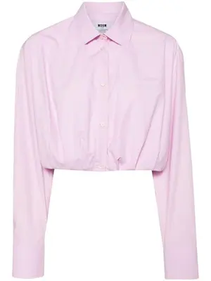 MSGM Embroidered Cropped Shirt