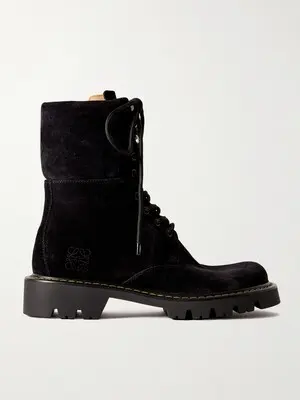 Loewe Sierra Suede Ankle Boots - Black