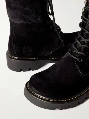 Loewe Sierra Suede Ankle Boots - Black