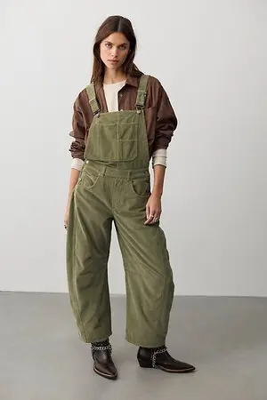 Free People We The Free Good Luck Cord Overalls Capulet Olive Short