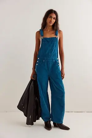 Free People We The Free Good Luck Cord Overalls Crystal Kelp