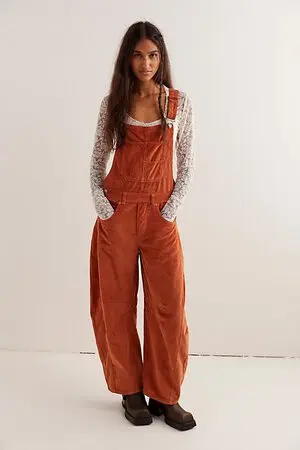 Free People We The Free Good Luck Cord Overalls Rust