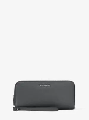 Michael Kors Jet Set Travel Large Leather Continental Wallet In By - Brown