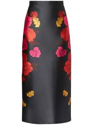 Erdem Floral-print Midi Pencil Skirt - Black