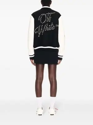 Off-White Wo Bling Stars Varsity Jacket - Black