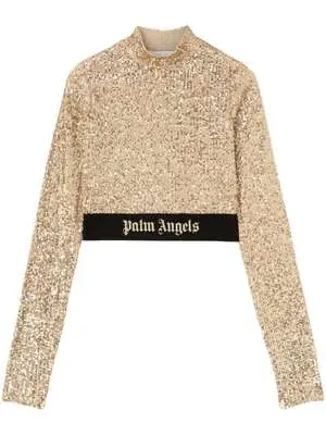 Palm Angels Sequin-design Long-sleeve Top - Gold